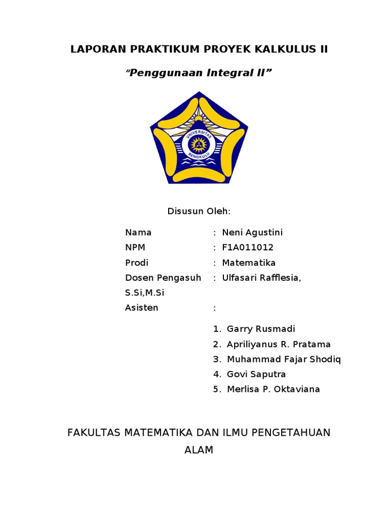 LAPORAN PRAKTIKUM PROYEK KALKULUS II (Pertemuan 6) | PDF