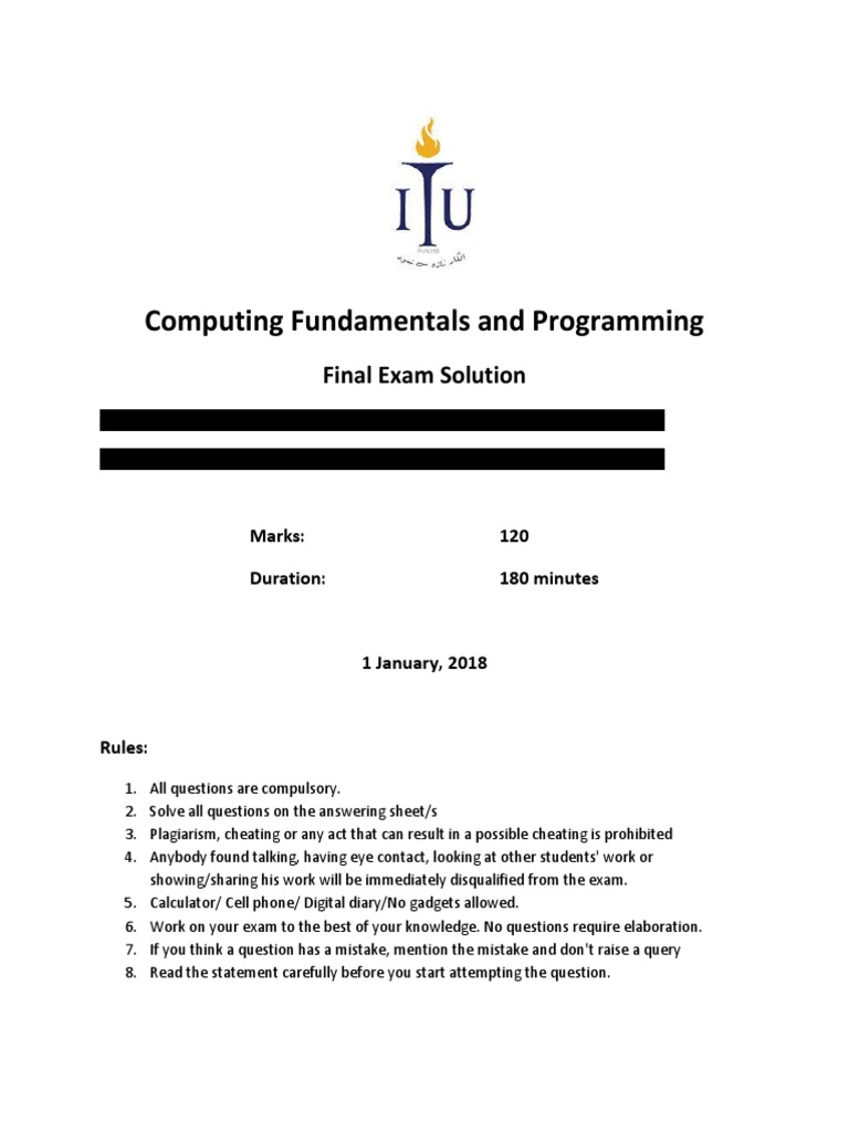 Final Exam Solution Computing Fundamentals And Programming Pdf Encodings Computer File
