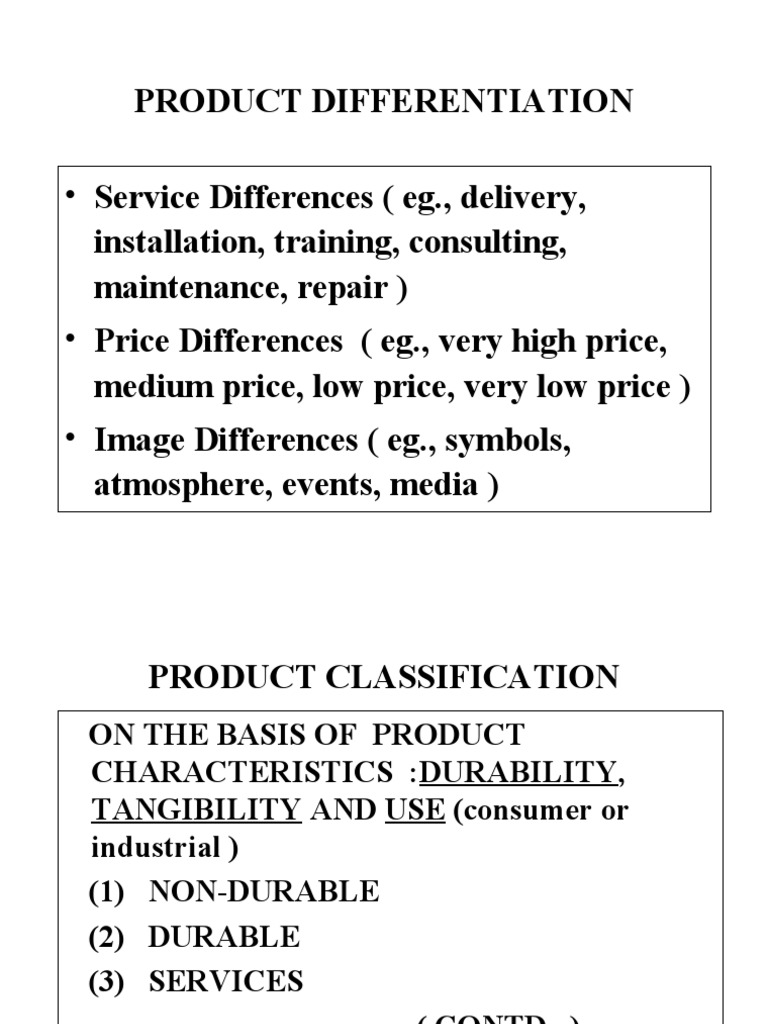 Product Differentiation: - Service Differences (Eg., Delivery | PDF ...