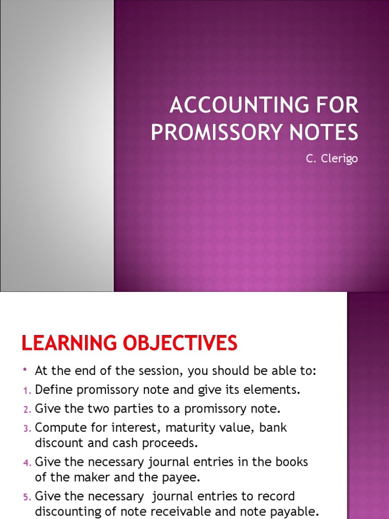 Basic Accounting Promissory Notes | PDF | Promissory Note | Payments