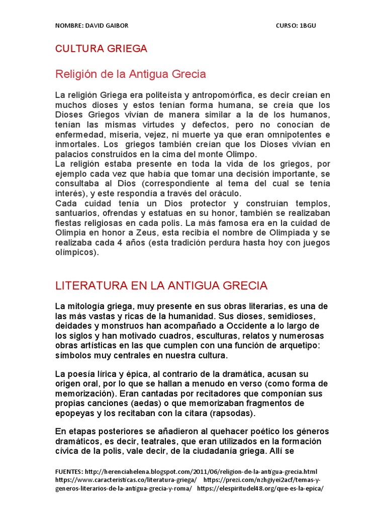 Cultura Griega | PDF | Antigua Grecia | Religión Griega Antigua