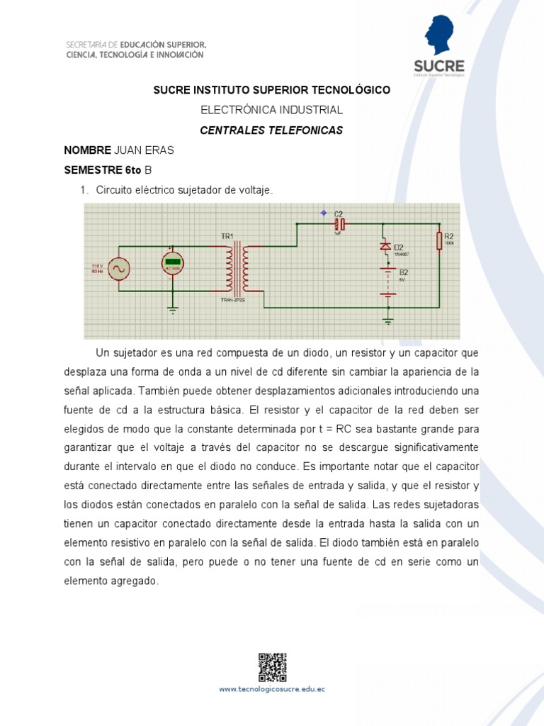 Circuito Sujetador de Voltaje | PDF | Condensador | voltaje