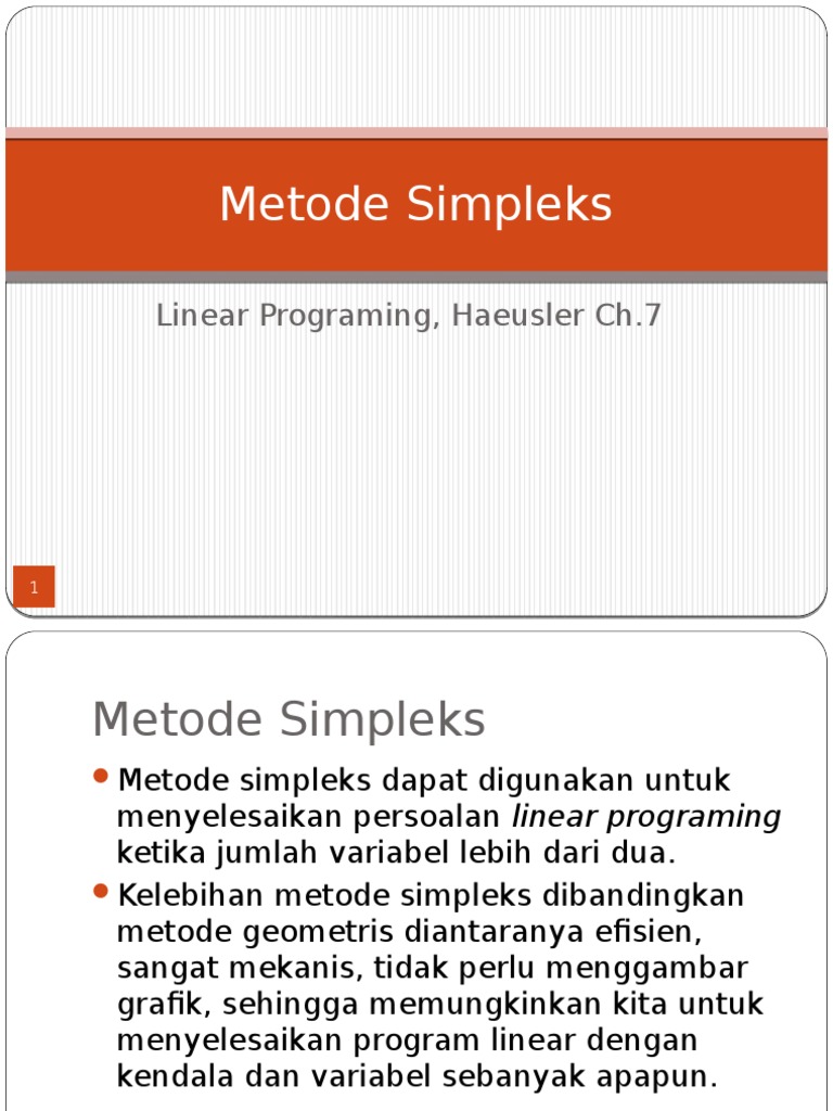 Metode Simpleks (LP - 2) | PDF