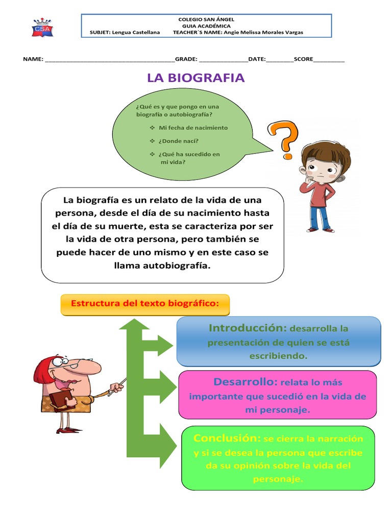 Guia Pedagogica Grado 4 La Biografia. | PDF | Anne Frank | Biografía