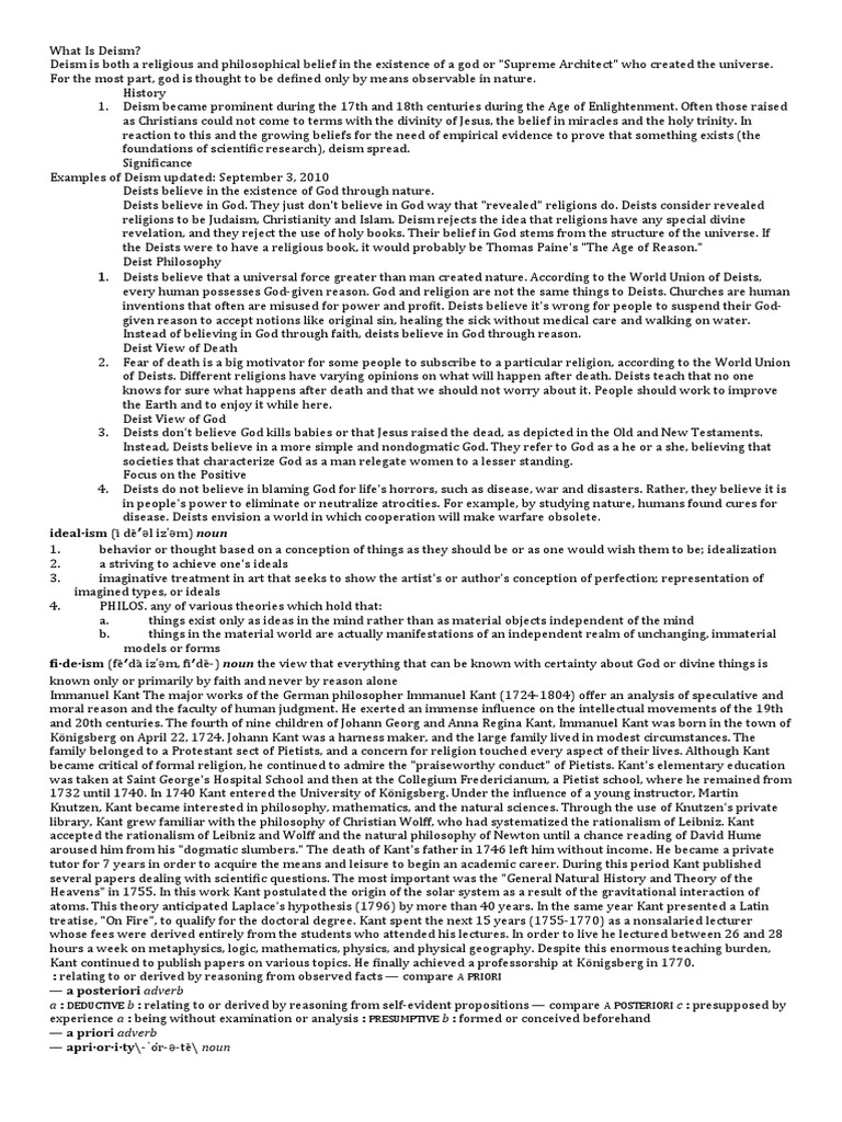 Examples of Deism | PDF | Deism | Immanuel Kant