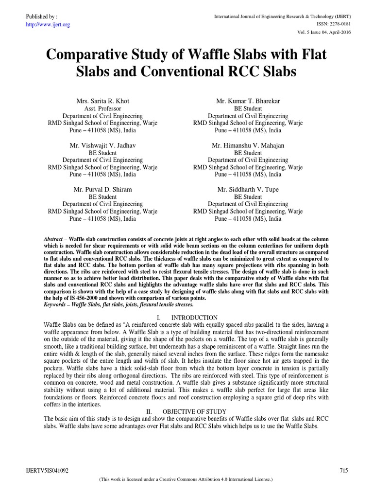 Comparative Study of Waffle Slabs With Flat Slabs and Conventional RCC ...