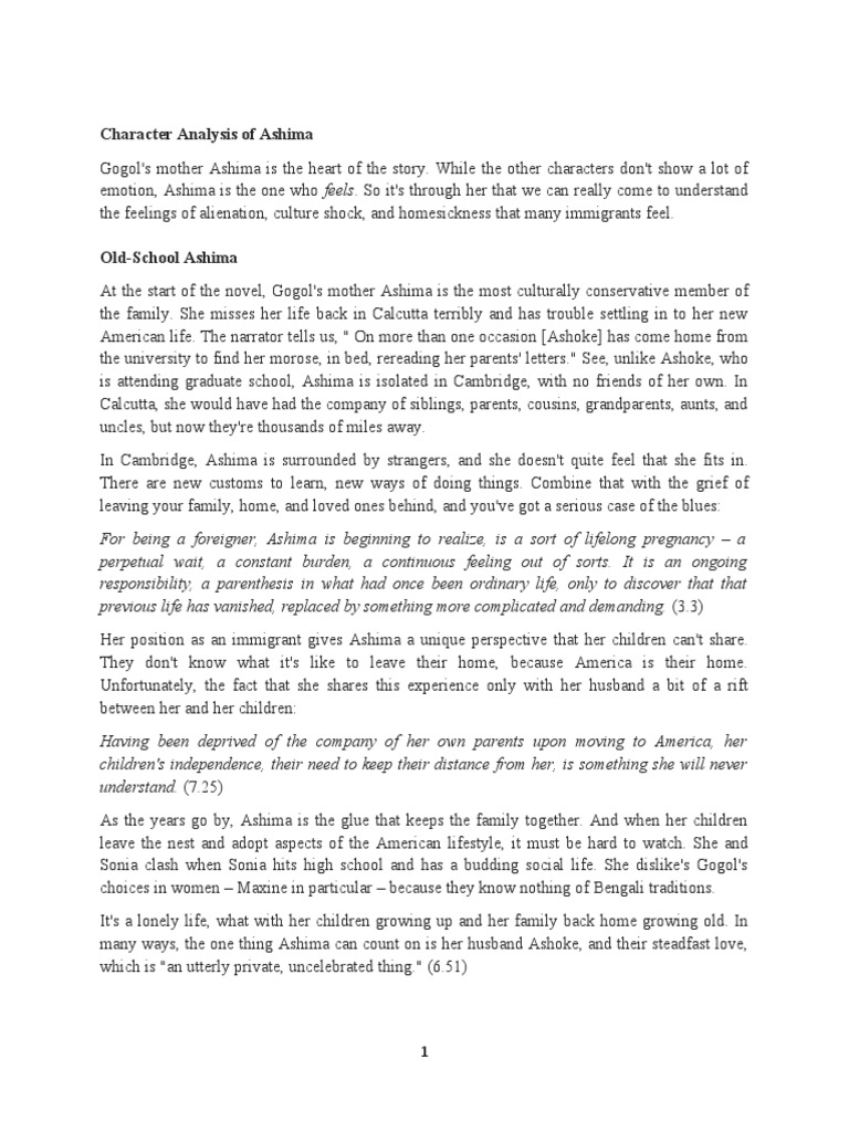 Ashima - A Character Analysis | PDF