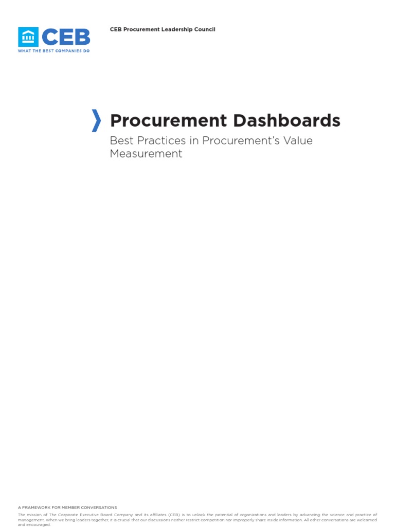 CEB - Procurement Dashboards PDF | PDF | Procurement | Return On Investment