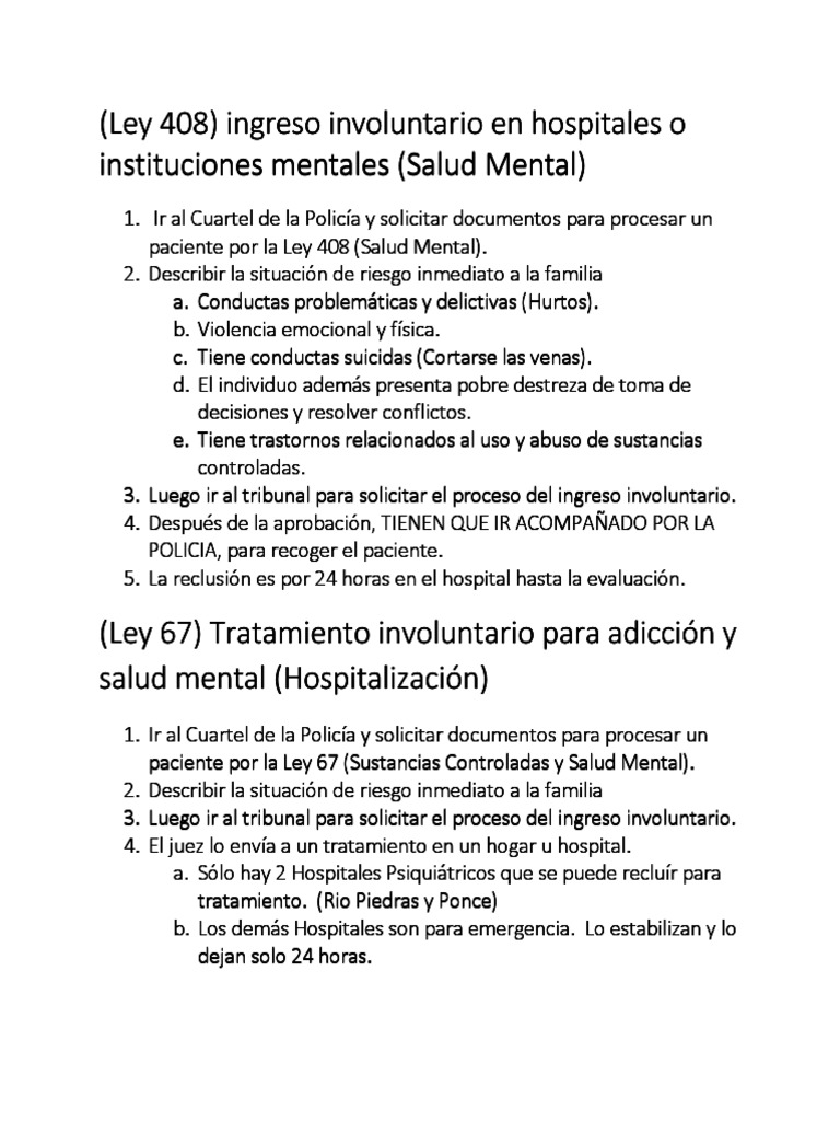 Ley 408 Proceso | Descargar gratis PDF | Hospital | Salud mental