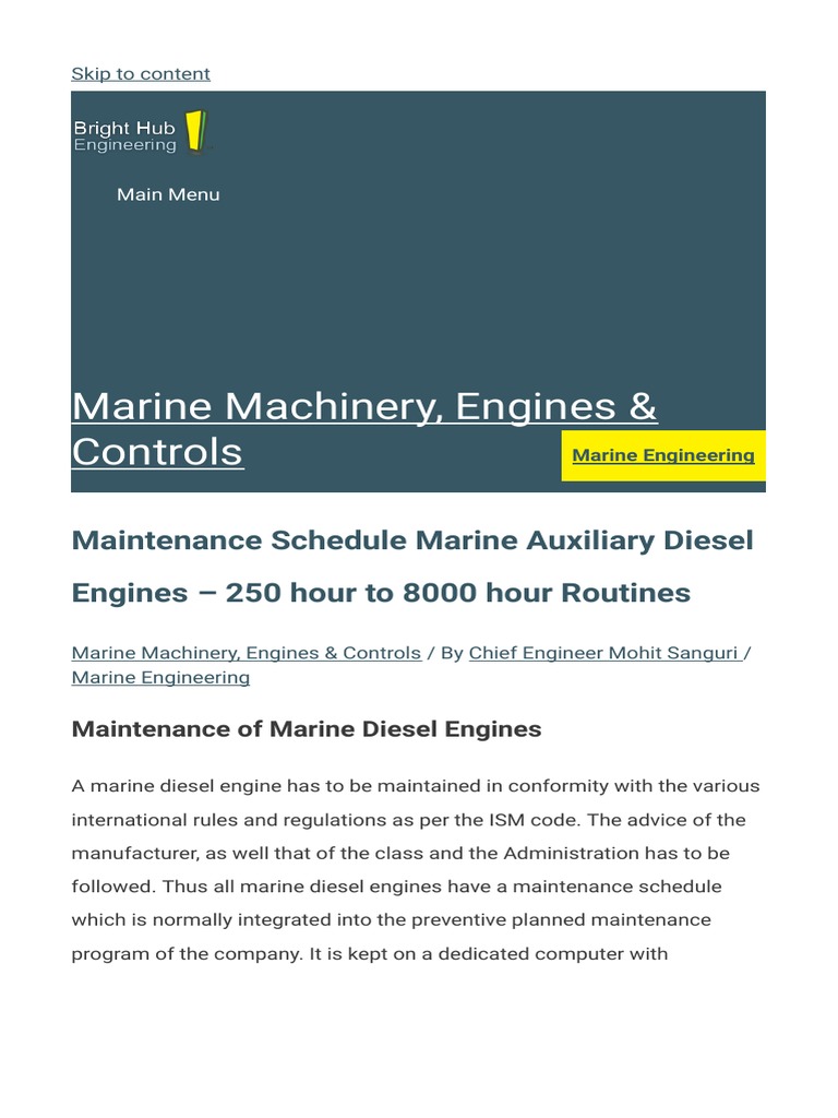 Maintenance Schedule Marine Auxiliary Diesel | PDF | Internal ...