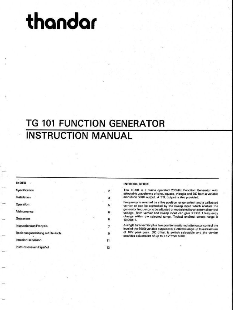Thandar TG101 User | PDF