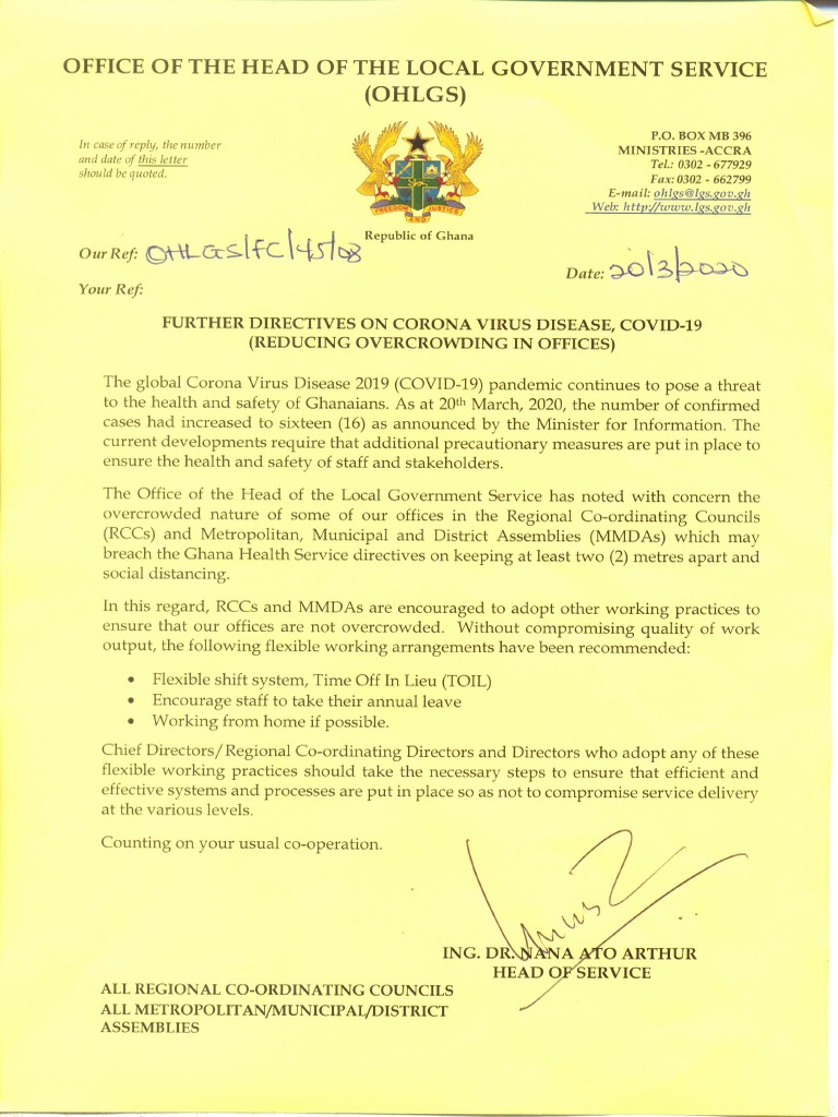 Letter - Further Directives On COVID-19 | PDF