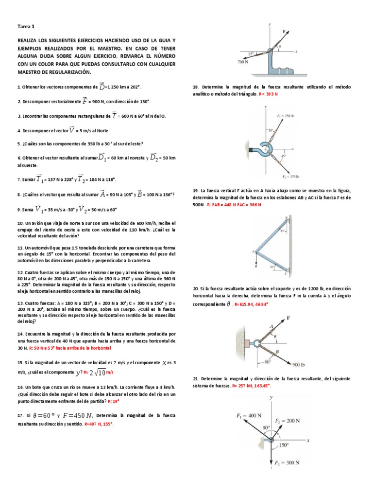 Tarea 1 VECTORES | PDF | Vector Euclidiano | Fuerza