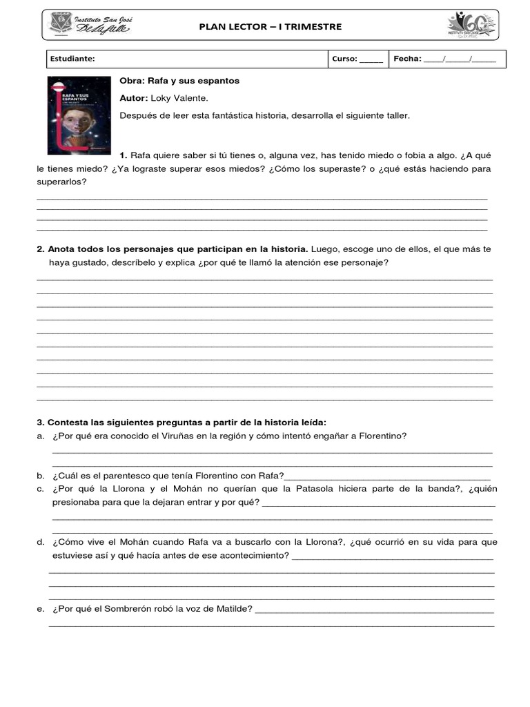 Rafa y sus espantos: Taller de lectura | PDF