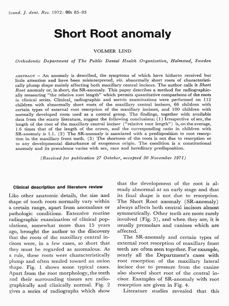 Short Root Anomaly Volmer Lind PDF | PDF