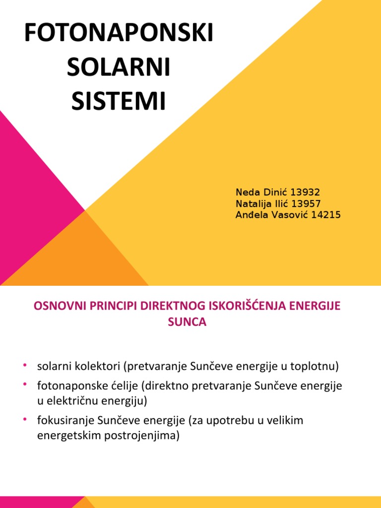 Fotonaponski Solarni Sistemi | PDF