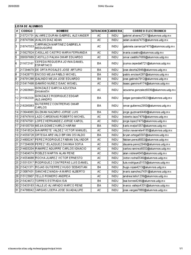 SIIAU Escolar PDF | PDF