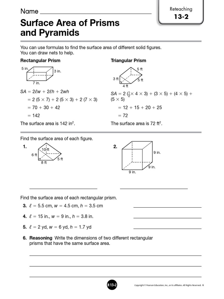 Surface Area Of Prisms And Pyramids Worksheet G17f – Surface Area Of