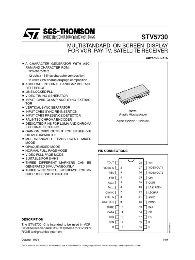 STV 5730 | PDF | Capacitor | Video