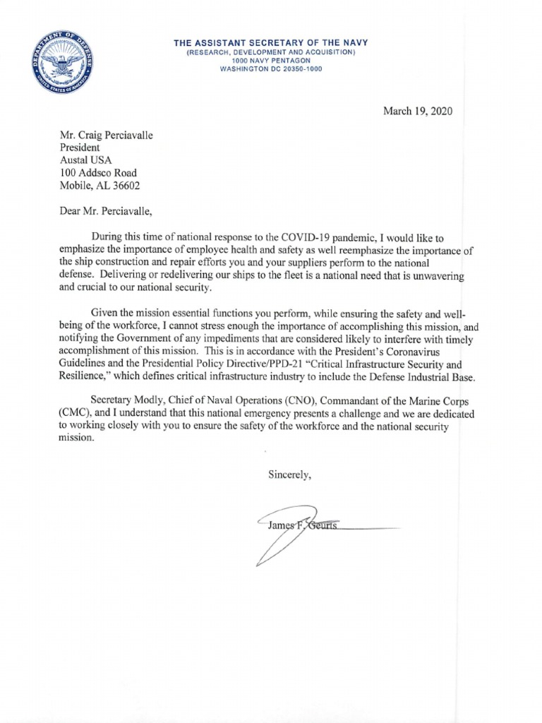 Navy Letter Austal | PDF