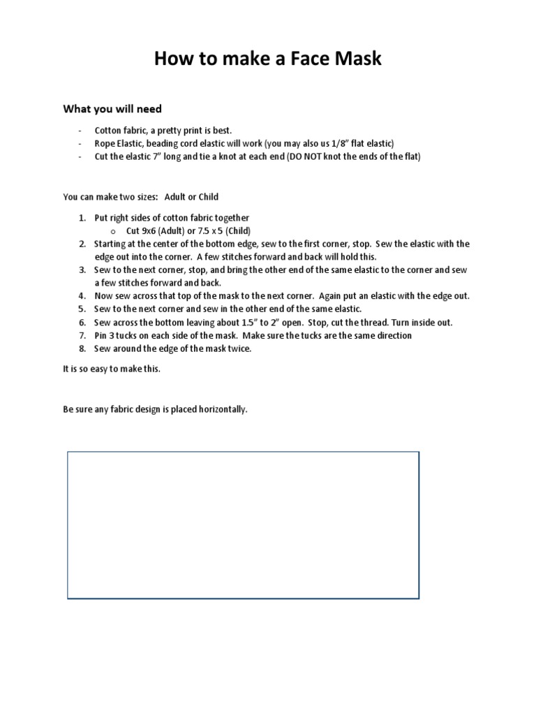 How To Make A Face Mask | PDF