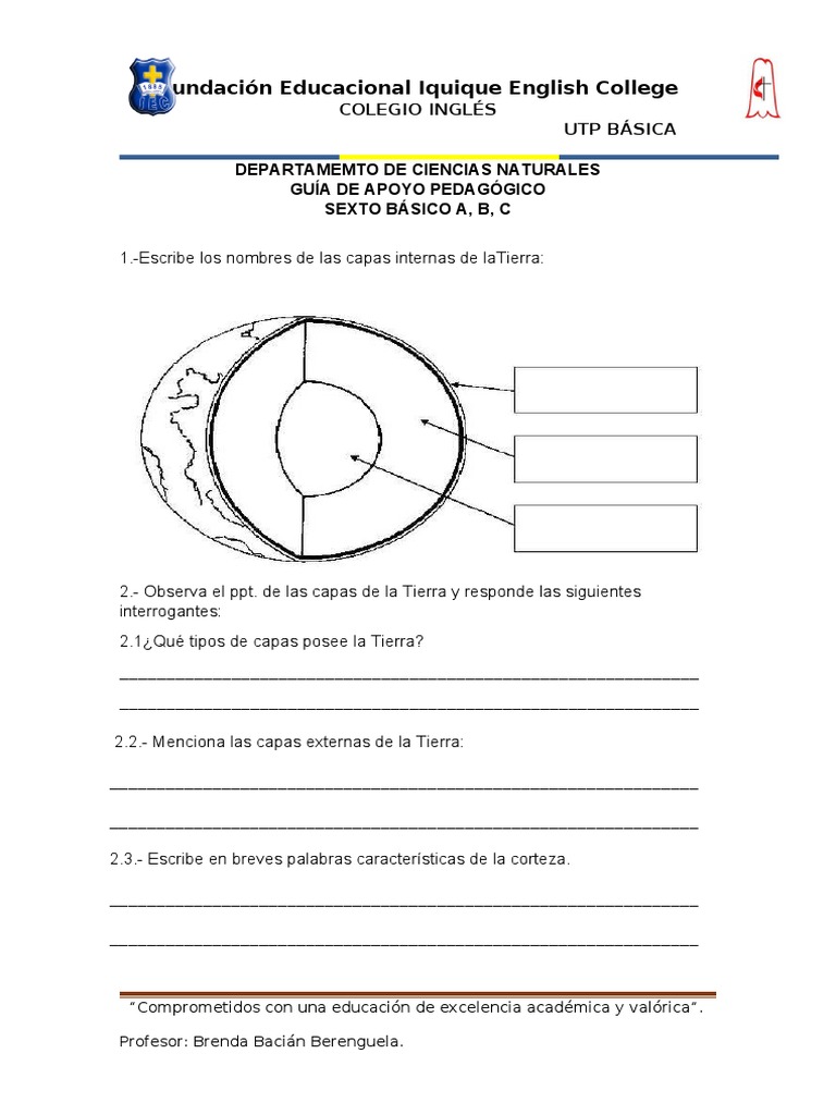 Guía de Capas de la Tierra 6° Básico | PDF | Estudios de idiomas ...