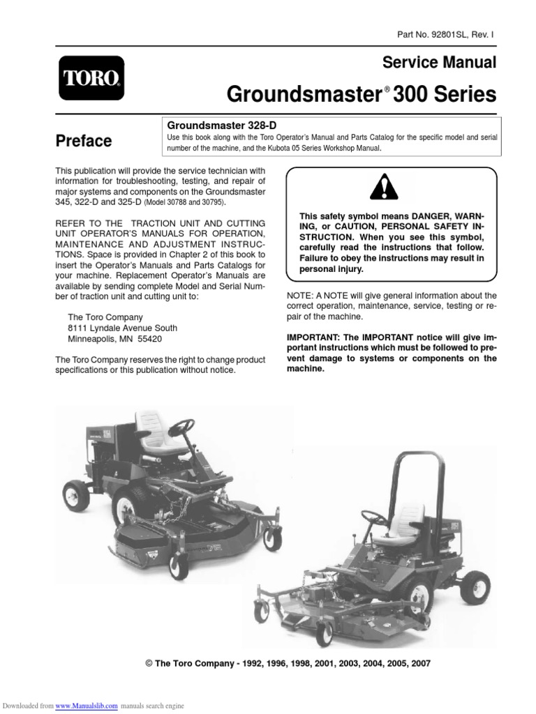 Groundsmaster 300 Series | PDF | Foot (Unit) | Pound (Mass)