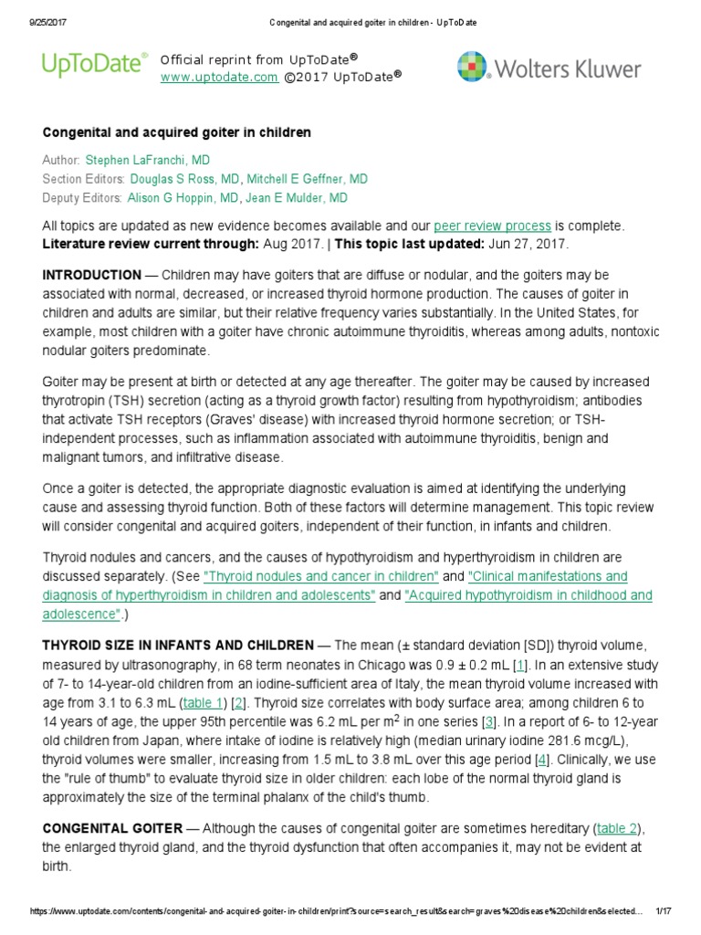 Congenital and Acquired Goiter in Children - UpToDate | PDF ...