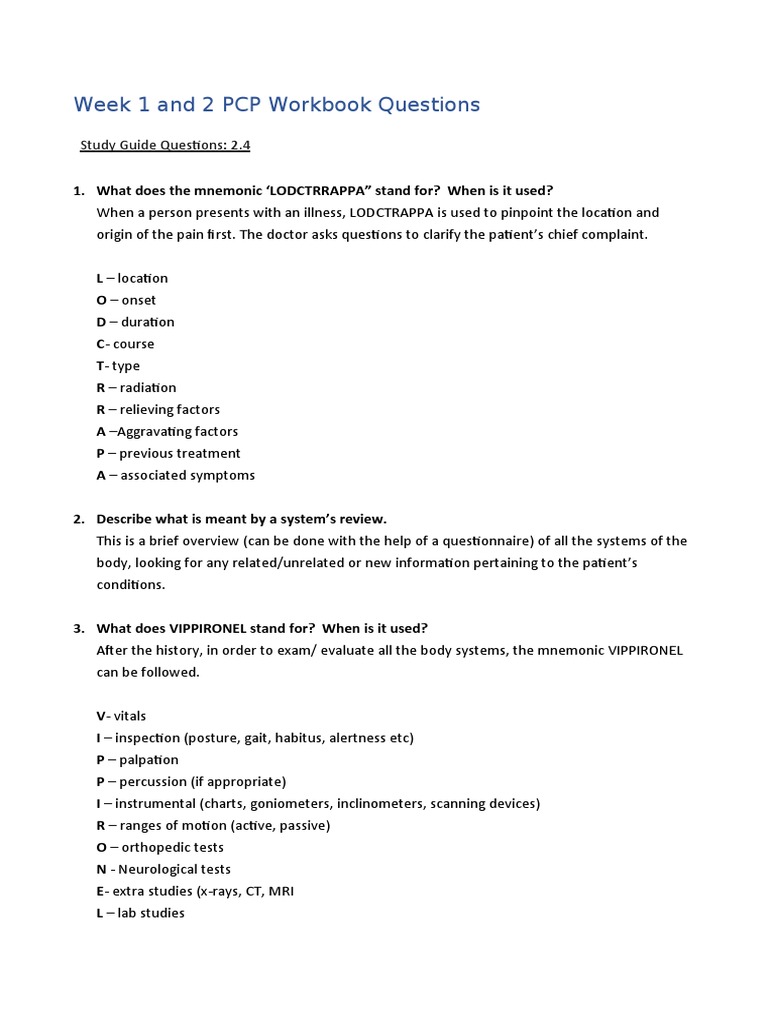 Mnemonics for Patient History Taking | PDF | Paresthesia | Nerve