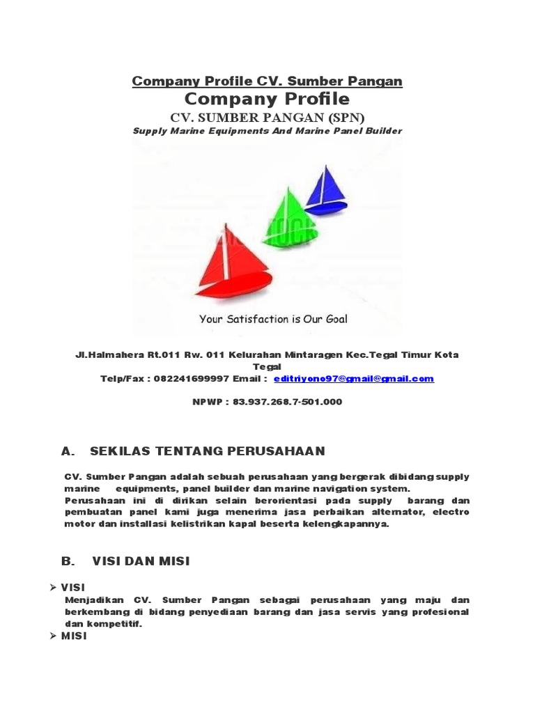 Profil Perusahaan CV. Sumber Pangan | PDF
