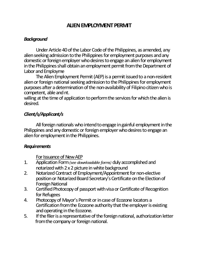 Alien Employment Permit | PDF | Alien (Law) | Notary Public