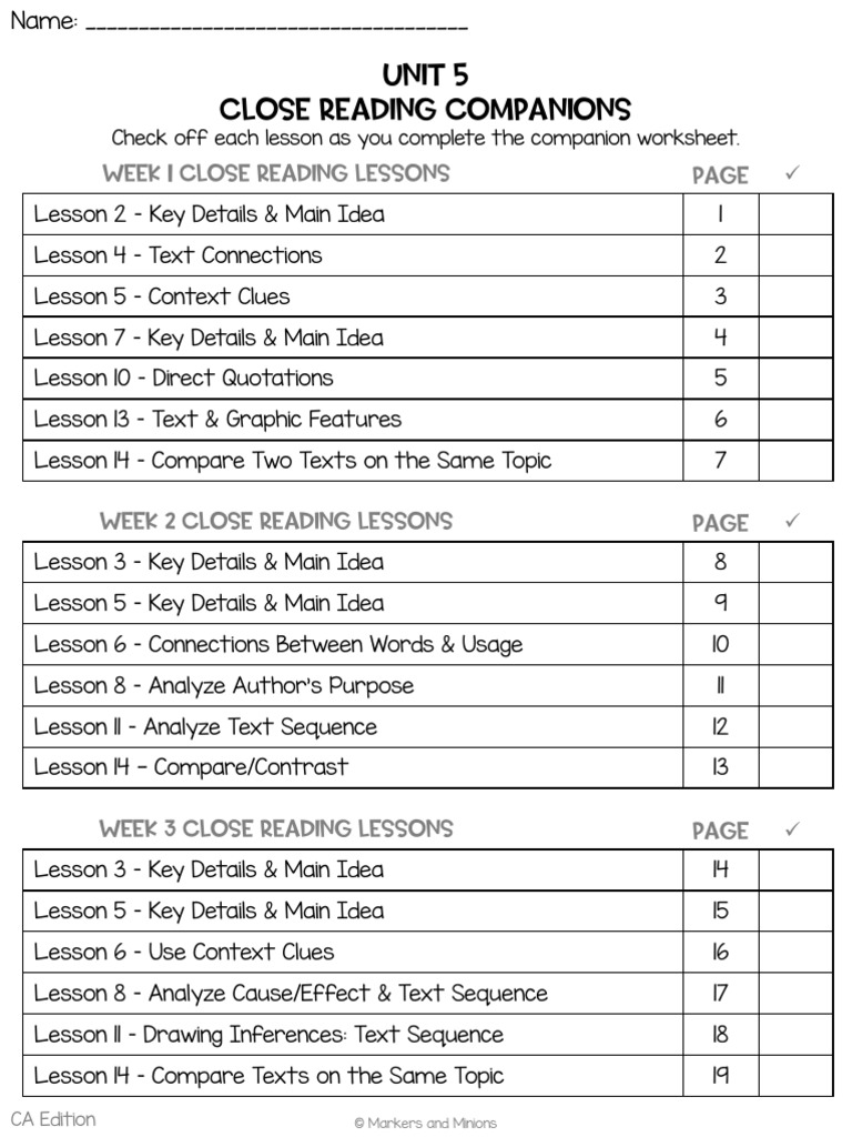 Close Reading Companions Unit 5 | Download Free PDF | Telephone ...