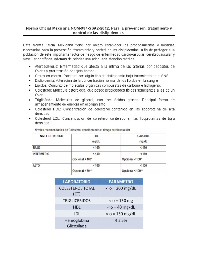 Nom 037 | PDF | Colesterol | Lipoproteína