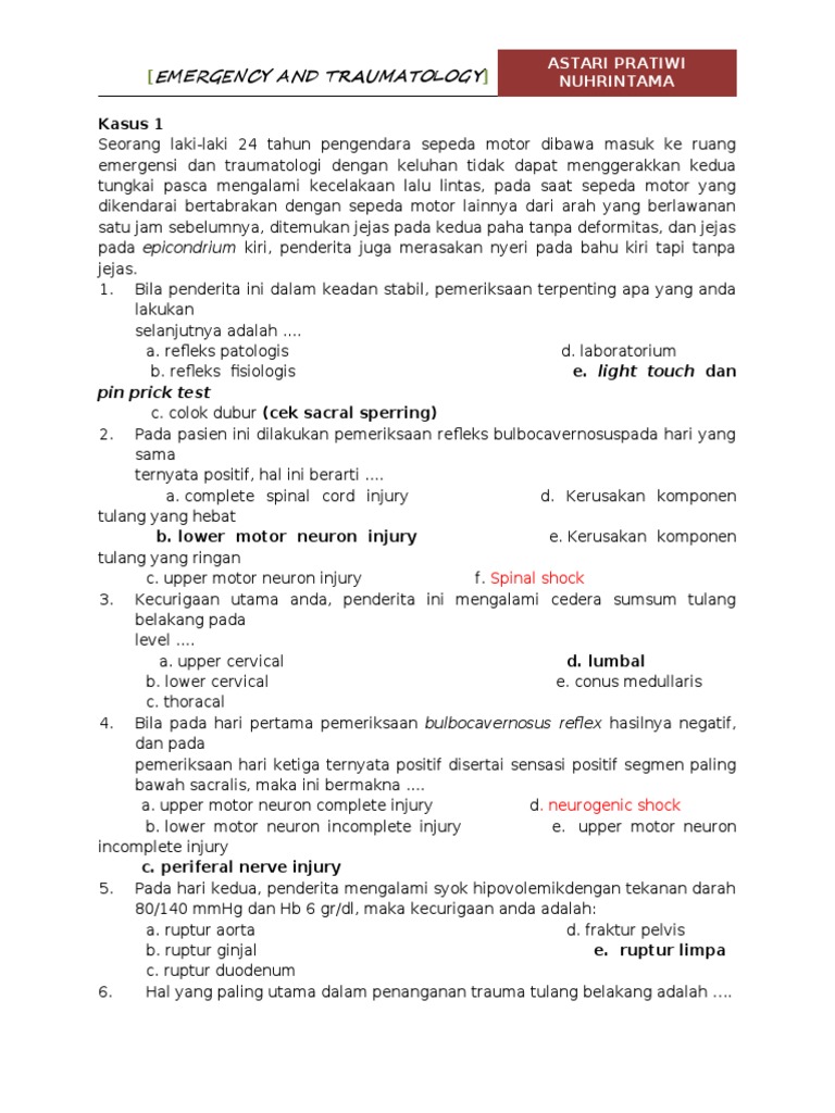 Soal Emergency Dan Traumatologi | PDF