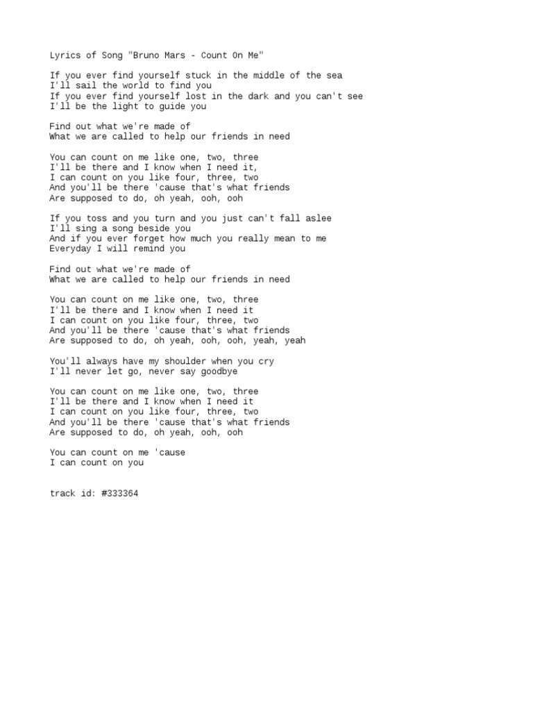 Bruno Mars - Count On Me | PDF | Poetry