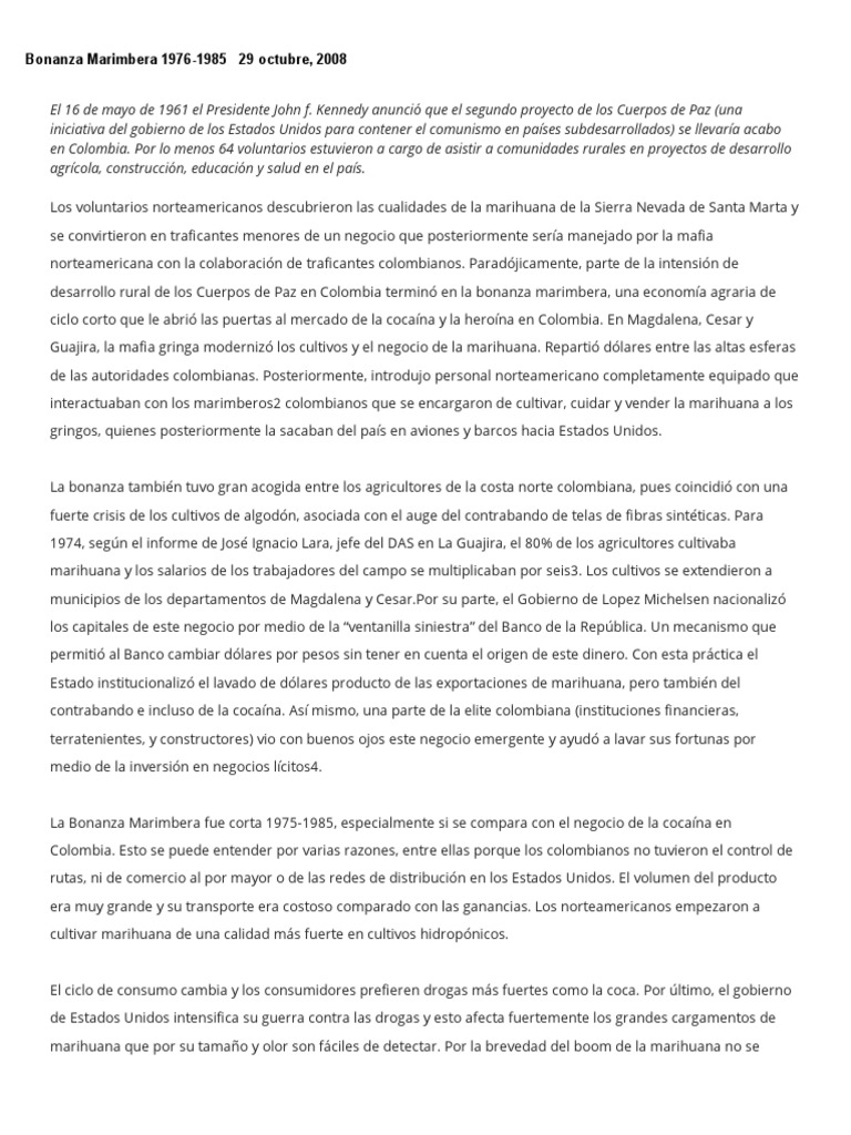 Bonanza Marimbera 1976 | PDF | Cannabis (Droga) | Colombia