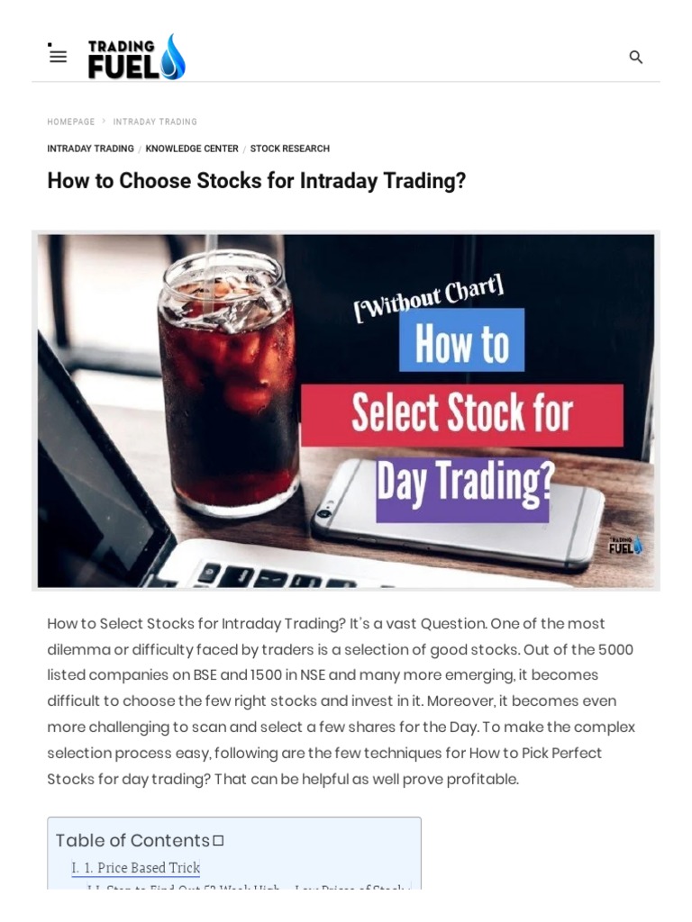 Stock Selection For Intraday | PDF | Day Trading | Stocks