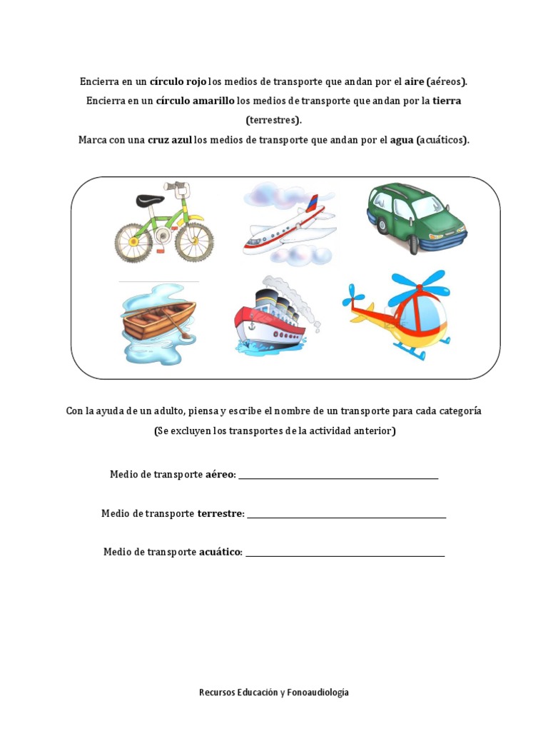 Actividades de Medios de Transporte para Niños | PDF