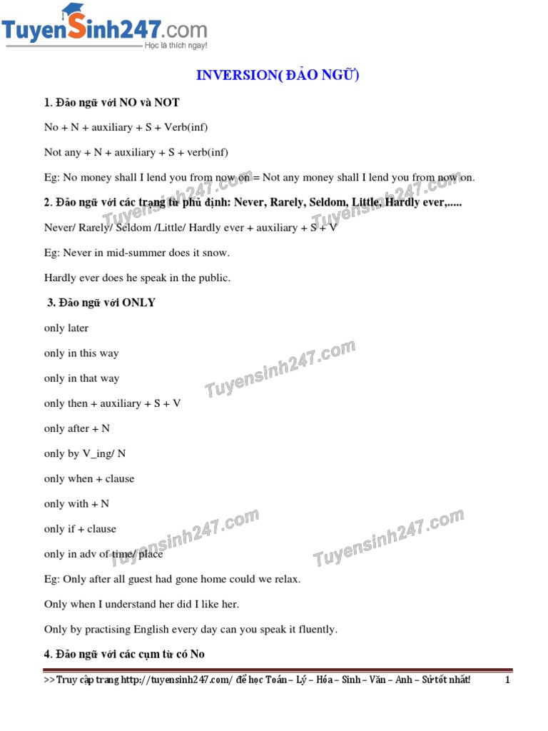 Cau Truc Dao Ngu Trong Tieng Anh PDF | PDF | Syntactic Relationships | Syntax