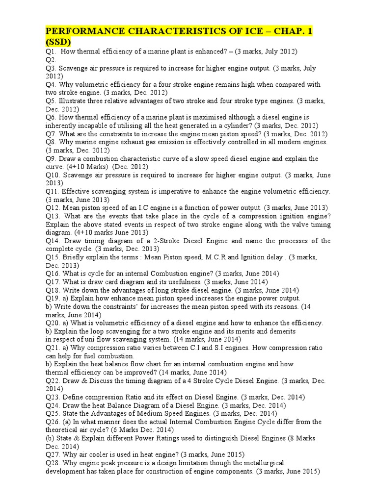 Chapter Wise Question Papers | PDF | Diesel Engine | Piston