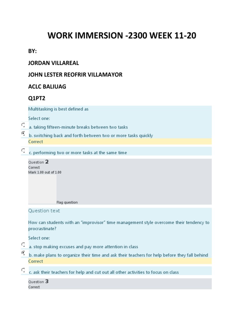 Work Immersion 2300 Week 11 20 by Dodan and Lesturrr | PDF | Job ...