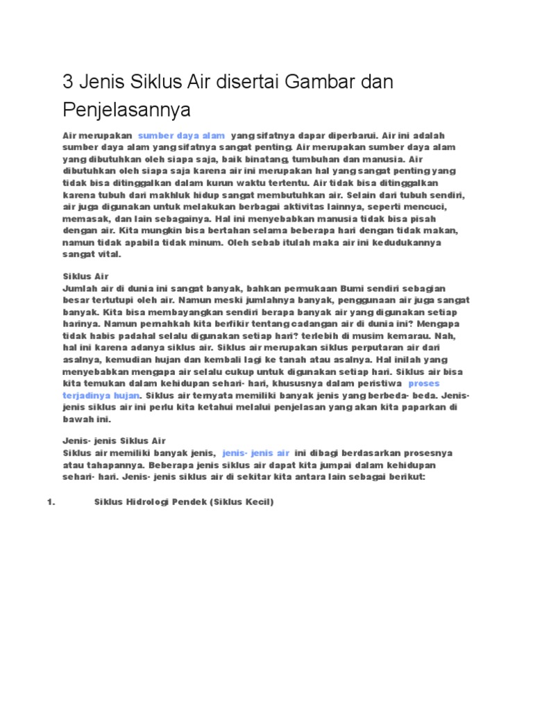3 Jenis Siklus Air Disertai Gambar Dan Penjelasannya | PDF