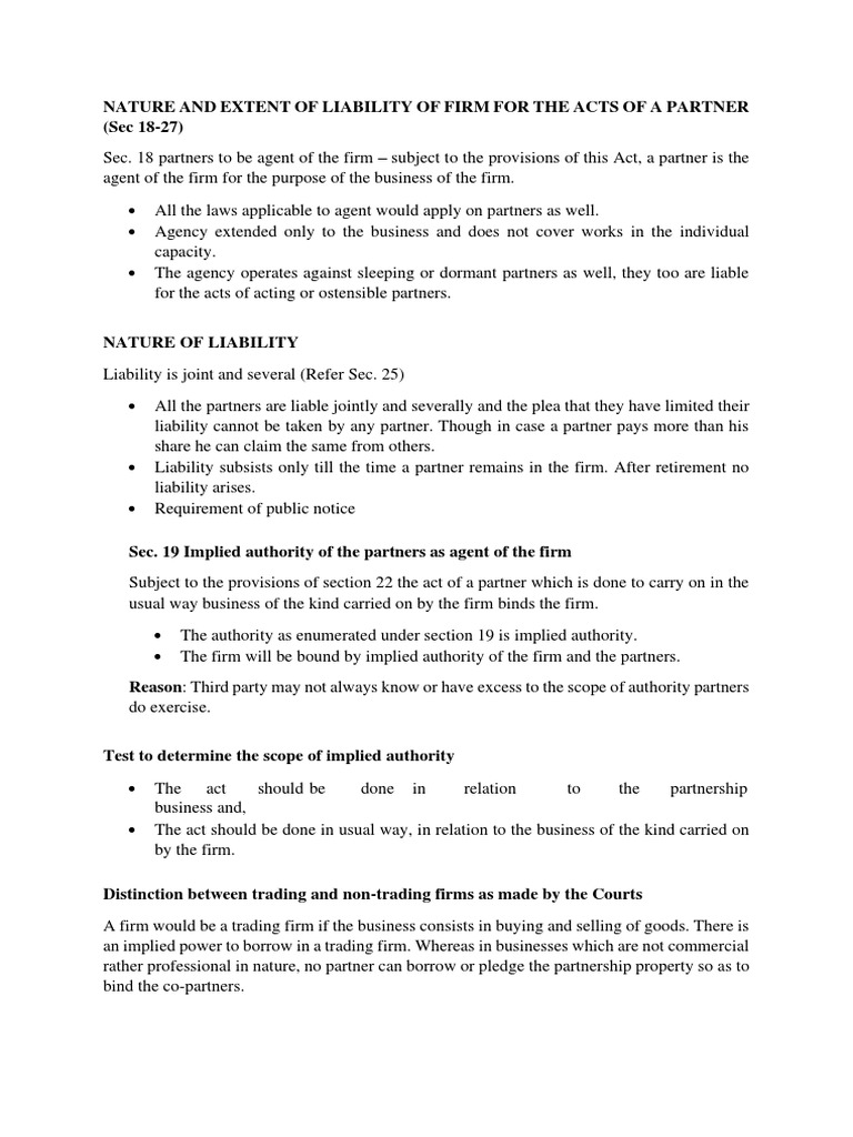 Relation of Partners To Third Parties | PDF | Law Of Agency | Government