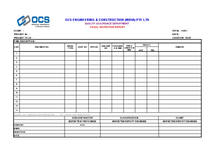 QA-R-04 - Visual Inspection Report | PDF | Electric Heating | Welding