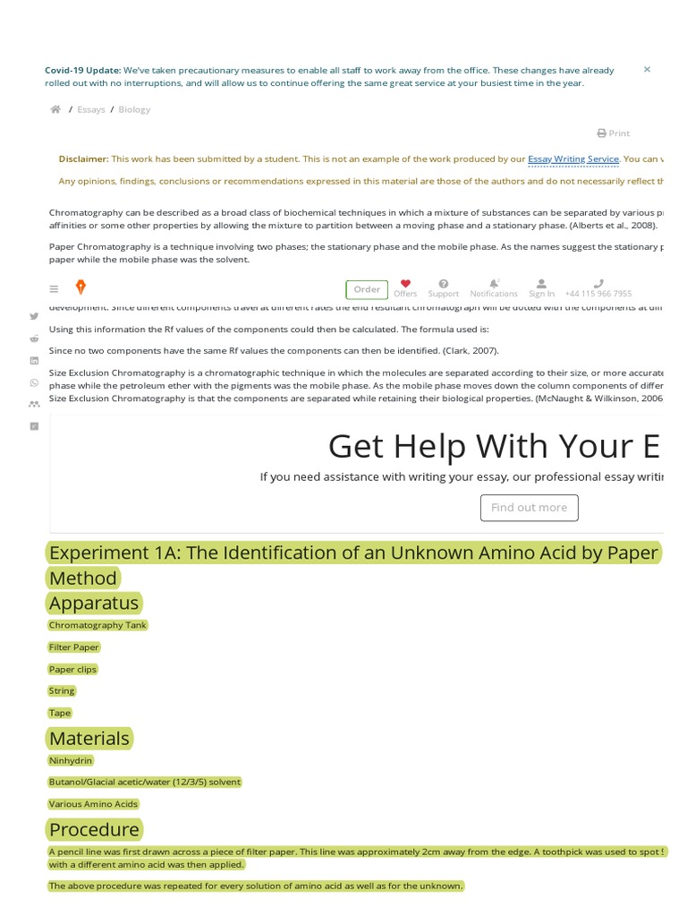 Identifying Amino Acids via Paper Chromatography | PDF | Chromatography ...