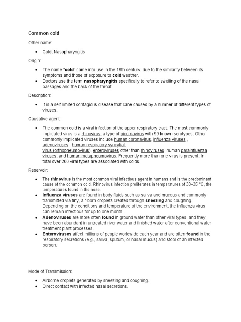 Common Cold | PDF | Common Cold | Public Health