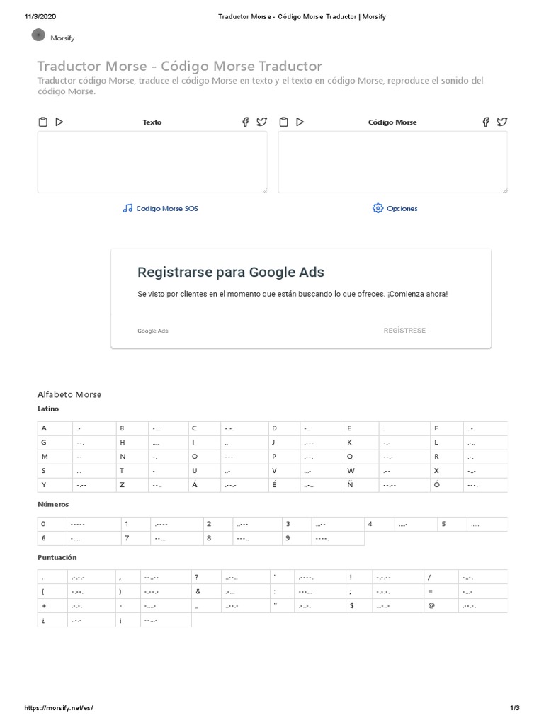 Traductor Morse - Código Morse Traductor - Morsify | PDF | Telegrafía ...