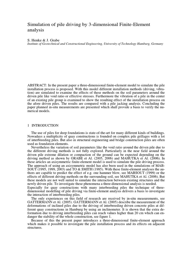 Simulation of Pile Driving by 3-Dimensional Finite-Element Analysis ...