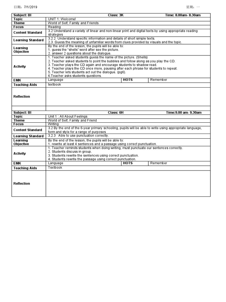 RPH 7 | PDF | Punctuation | Teachers