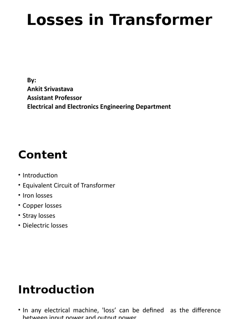 Losses in Transformer | PDF | Transformer | Electrical Engineering